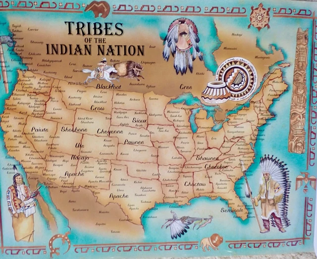 TRIBES OF THE Indian Nation United States Poster Printed in 1996 18" x ...