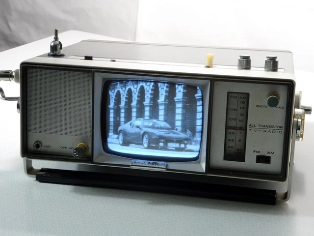 UNIVERSUM FK100R VINTAGE Portable Mini TV Fernseher Radio 60s 70s CROWN ...