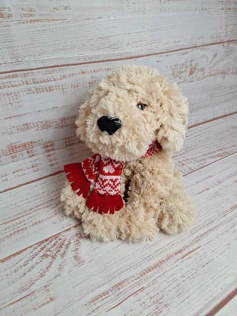 TESCO CURTIS THE CAVAPOO Beige Puppy Dog Red White Scarf Soft Plush Toy ...