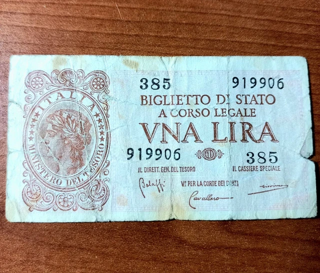 BIGLIETTO DI STATO A Corso Legale Una Lira 1944. Condizioni Accettabili ...