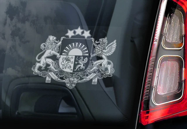 LATVIA COAT OF ARMS Car Sticker, Latvian National Flag Window Decal ...