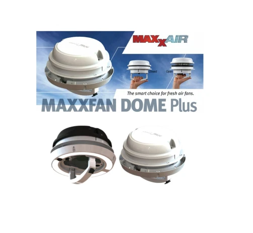 MAXXAIR MAXXFAN DOME Plus 12v roof fan LED light Vent Ventilator BLACK ...