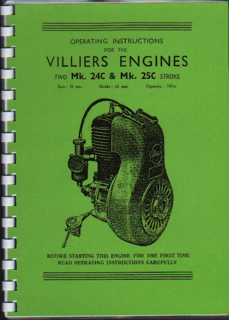 VILLIERS MK.24C & Mk.25C Two Stroke Engine Instruction Spare Parts Book ...