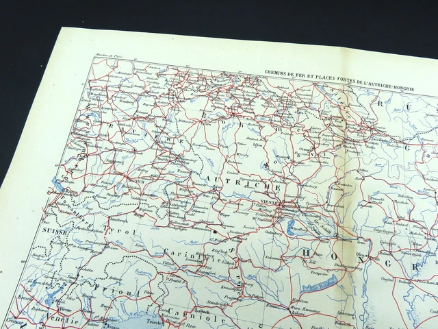 ANTIQUE RAILWAY MAP of the Austro Hungarian Empire Rail Routes 19th ...