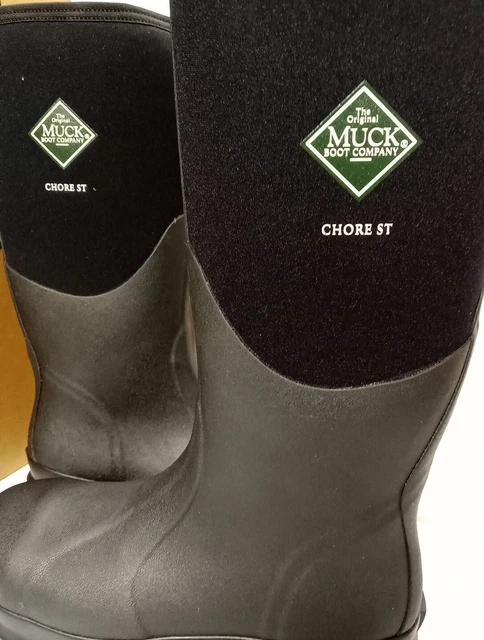 MUCK BOOT MEN'S Chore Classic Tall Steel Toe Rubber Work Boots, Black ...