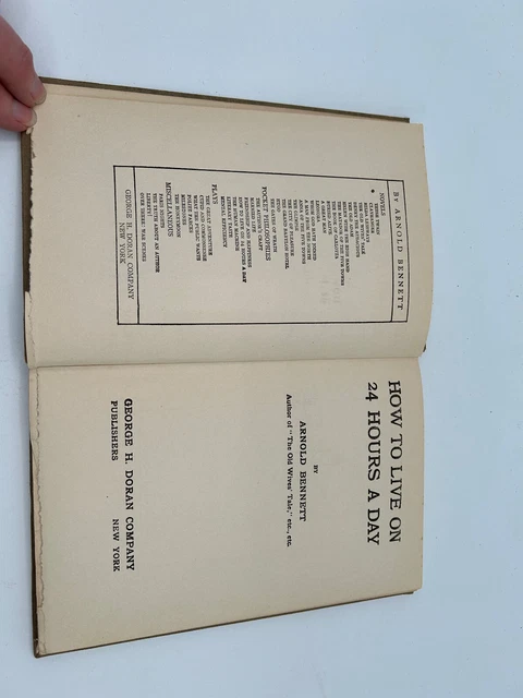 1910 HOW TO Live On 24 ore al giorno Arnold Bennett copertina rigida ...