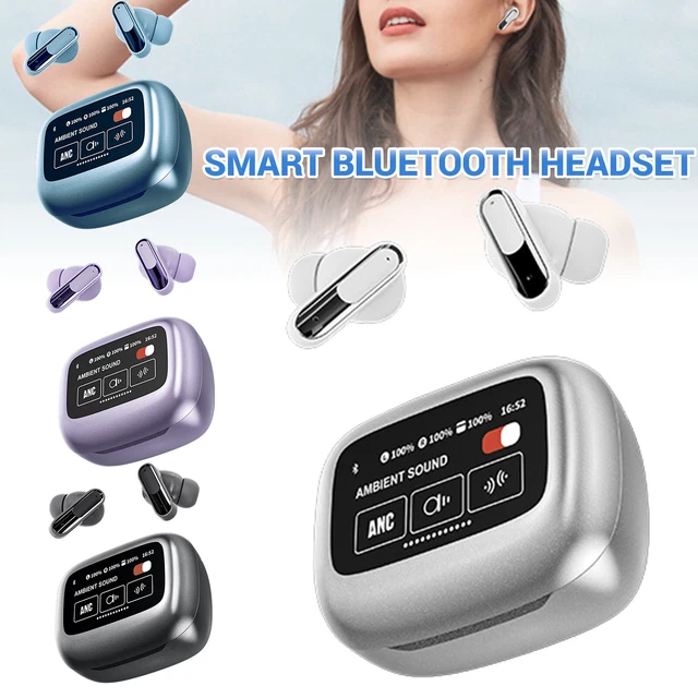 WIRELESS HEADPHONES TWS LCD Touch Bluetooth Headset Noise Cancelling ...