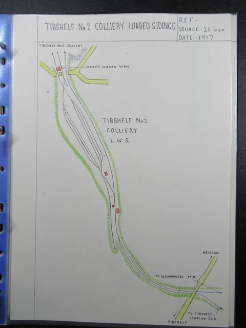 B045 - RAILWAY Plan Map TIBSHELF No.2 COLLIERY Loaded Sidings - A4 Size ...