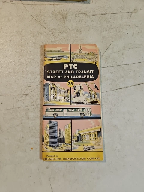 VINTAGE 1964 PTC Street and Transit Map of Philadelphia Phila ...