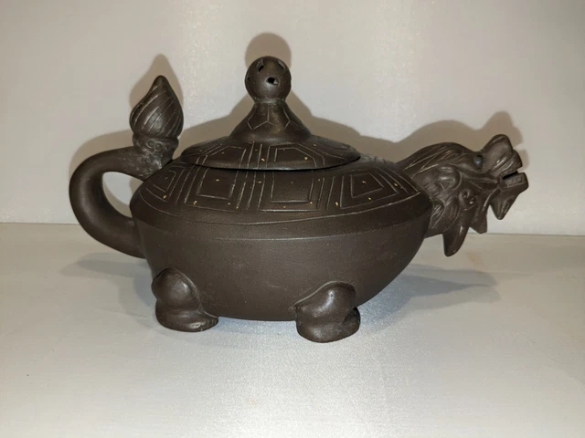 VINTAGE CHINESE YIXING Teapot with Bixi Dragon Turtle Motif $49.99 ...