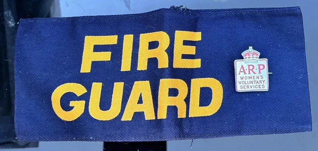 WW2 FIRE GUARD arm band ARP. (Navy/gold) ARP Badge Good Condition £21. ...