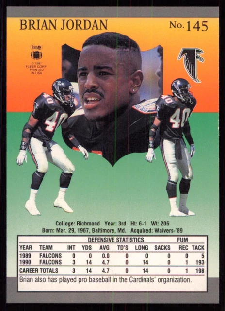1991 FLEER ULTRA Brian Jordan Atlanta Falcons #145 EUR 2,21 - PicClick FR