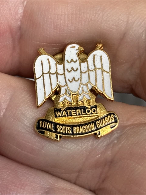 THE ROYAL SCOTS Dragoon Guards Waterloo Crest-Gold Tone+Enamel Pin ...
