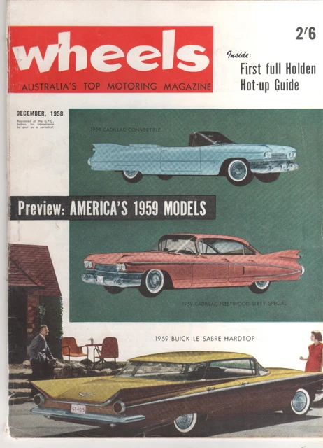 WHEELS 1958 DEC Holden FE Messerschmitt Willys Jeep Fiat 500 Wartburg ...