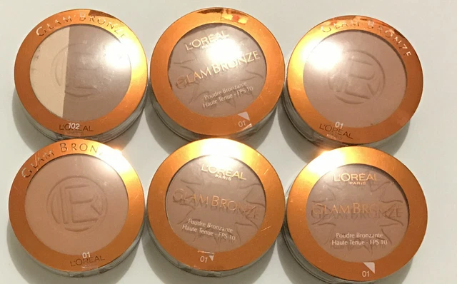 6 X L'OREAL Glam Bronze Powder Bronzer - 01 Golden Sun, 102 Brunette ...