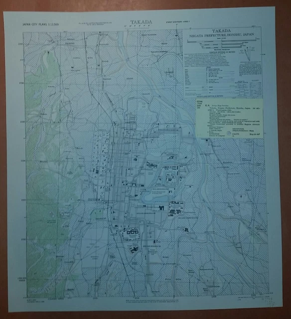 1945 US ARMY Map City Plan of Takada, Niigata Prefecture, Honshu Japan ...