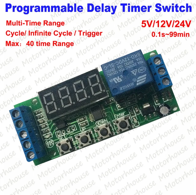 DC 5V 12V 24V Programmable Relay Control Cycle Delay Timer Relay Switch ...