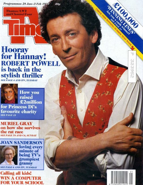 TVTIMES MAGAZINE 3/2/89 Robert Powell. Joan Sanderson. Muriel Gray £9. ...