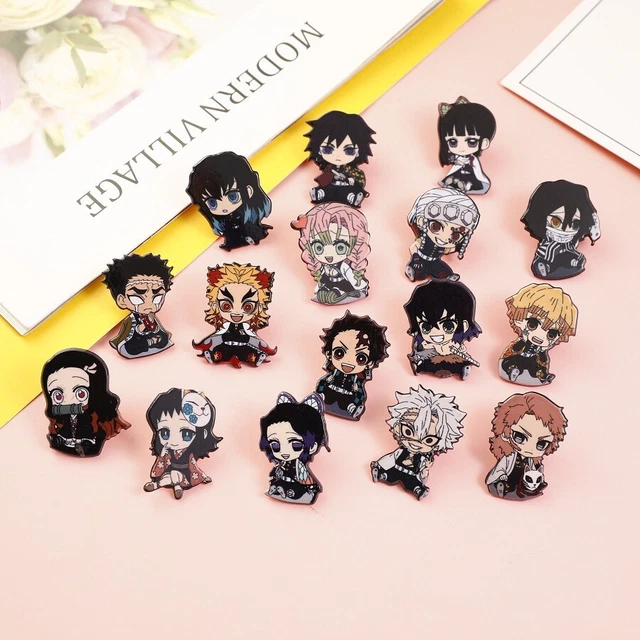 ANIME DEMON SLAYER Pins Cartoon Acrylic Brooches Badge Cosplay Decor ...