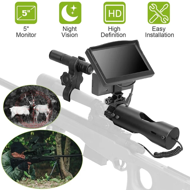 LCD MONITOR NIGHT Vision Scope Add on Scope 5" Screen IR Camera +IR ...