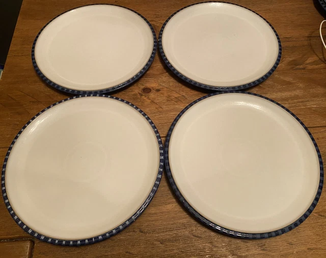 DENBY REFLEX BLUE 4 x Lovely White Dinner Plates 10 5/8" / 27cm Wide ...