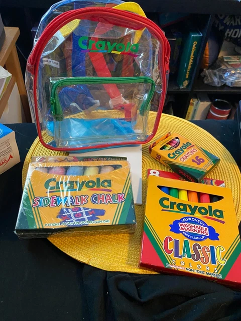 CLEAR CRAYOLA BACKPACK Art Kit with Crayons / Chalk / Markers / Paper ...