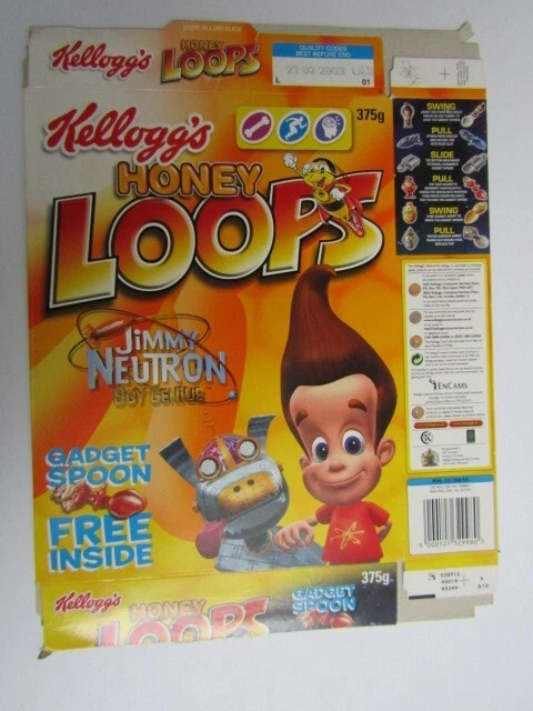 KELLOGGS HONEY LOOPS 2002 Jimmy Neutron Empty Cereal Box 375g Box only ...