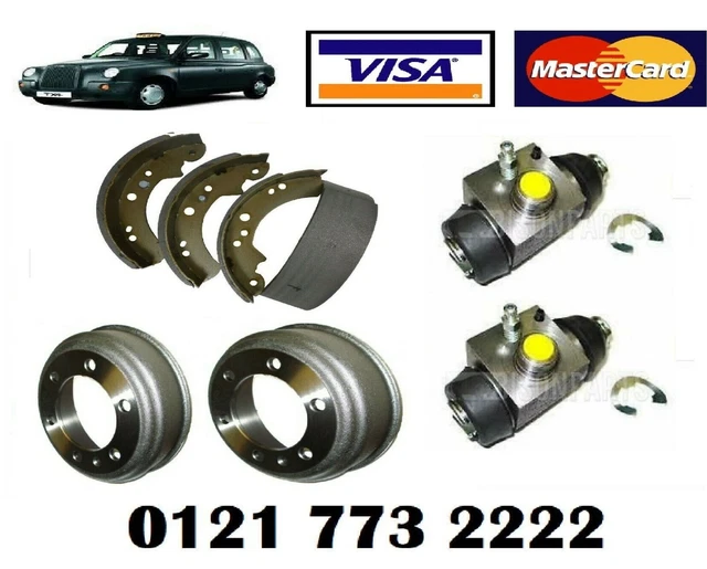 LTI TAXI TX1 Rear Set Brake Shoes & 2 Drums & 2 Wheel Cylinders £129.99 ...