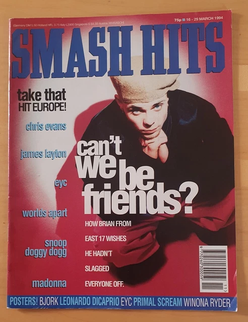 SMASH HITS MAGAZINE. March 1994. Snoop. Ice T. Cube. Madonna. Take That ...