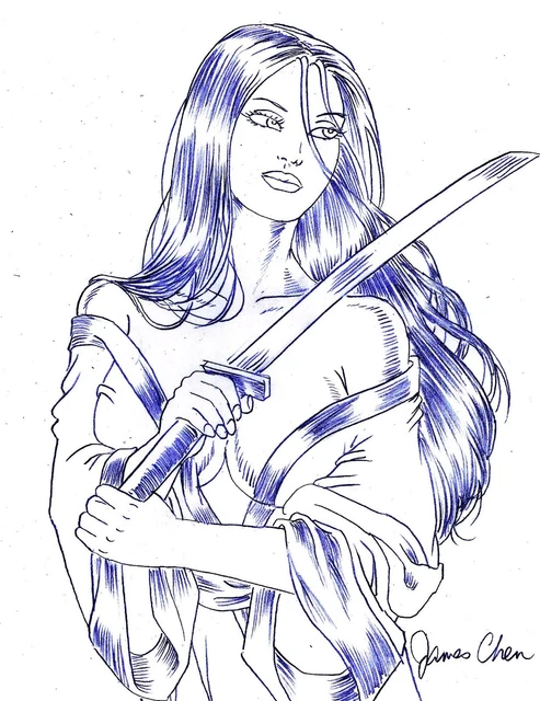 PSYLOCKE OF X-MEN Original Comic Art Color Sketch 101 £8.17 - PicClick UK