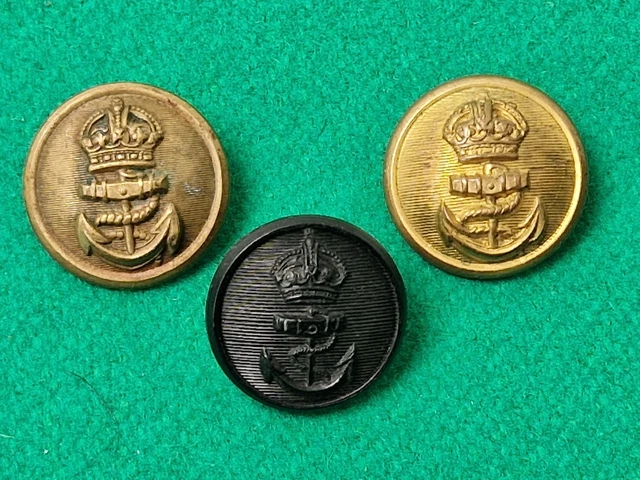 JOB LOT BUNDLE of 3 Vintage WW2 Brass & Black Horn Royal Navy Uniform ...