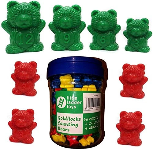 RAINBOW COUNTING BEARS - 4 Colour Size Set x96 - Sorting Bear ...