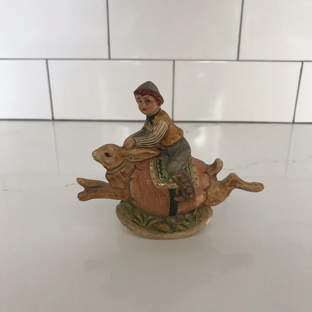 VINTAGE VAILLANCOURT COLLECTION 1992 Chalkware Boy Riding Bunny Rocker ...