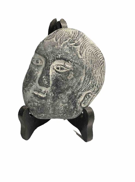 ANTIQUE SOAPSTONE CARVING Of A Man’s Face - Wall Hanging Or Table Easel ...