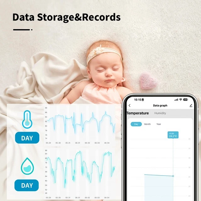 SMART HOME COMPATIBLE Mini Sensor for Monitoring Temperature and ...