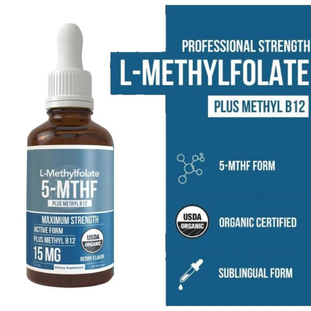 L METHYL FOLATE 15mg Plus Methyl B12 Cofactor – Organic, Berry Flavor ...