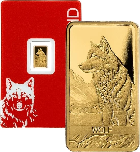 2024 SWITZERLAND PAMP Wolf Fine Gold Bar 9999 Gold Coin Swiss Fauna WWF ...