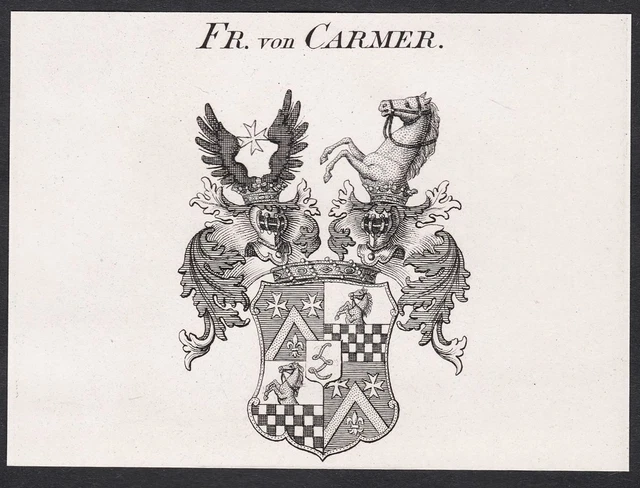 CARMER ARMOIRIES COAT De Arms Gravure sur Cuivre Genealogie EUR 13,91 ...