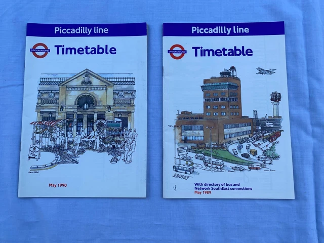 LONDON UNDERGROUND PICCADILLY Line Tube Timetables 1989 & 1990 £1.99 ...
