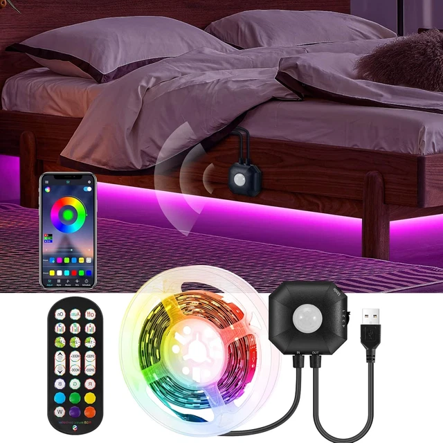 3M RGB LED Motion Sensor Bed Light Strip – Remote Timer, Night Light ...