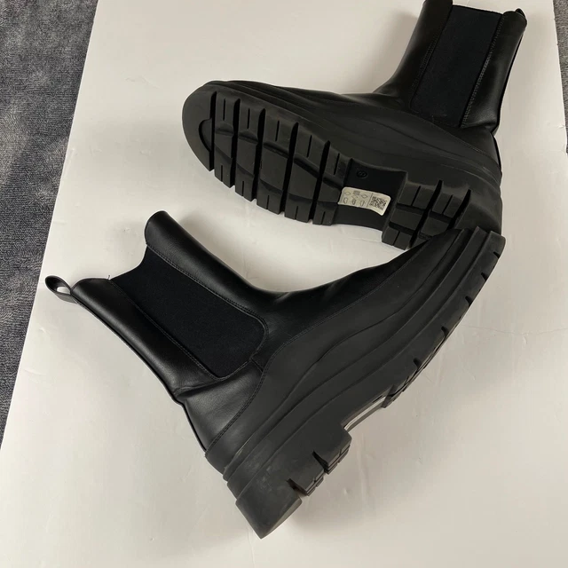 ASOS DESIGN MENS Black Chunky Chelsea Boots Platform Lug Sole Pull On ...