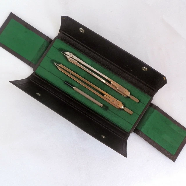 VINTAGE COMPASS & Measuring Drafting Drawing Set - Instruments Tools ...