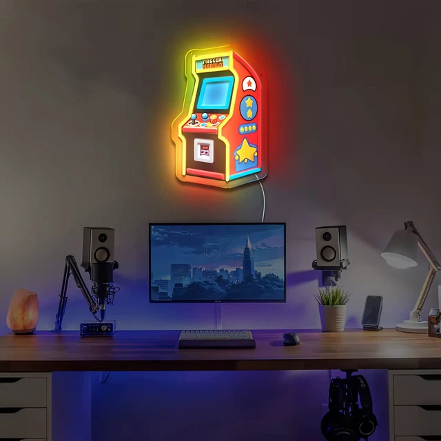 RETRO ARCADE NEON Sign LED Light for Gaming Room Decor Vintage Video ...