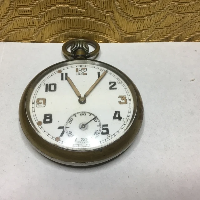 WW2 BRITISH ARMY Pocket Watch Swiss movement Manual open face £140.00 ...