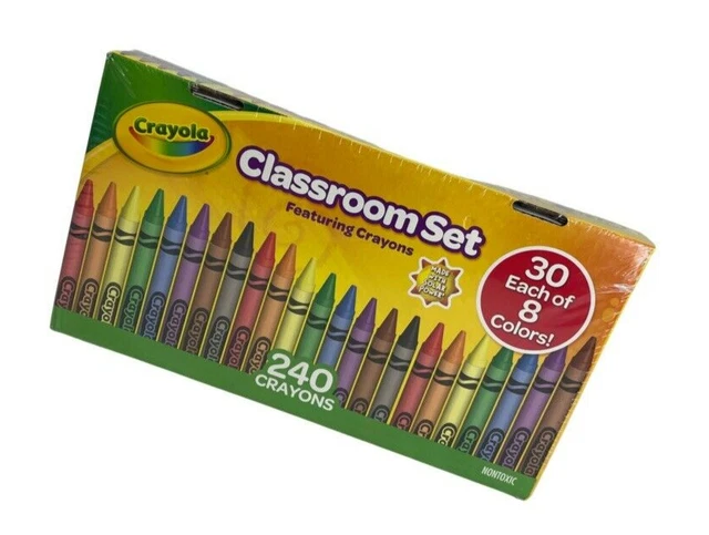 CRAYOLA CLASSROOM SET Crayons 240 8 Colors 30 of Each New in Box Sealed ...