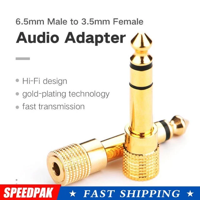 GOLD 6.3MM MALE Plug to 3.5mm Female Jack Stereo Audio Connectors ...