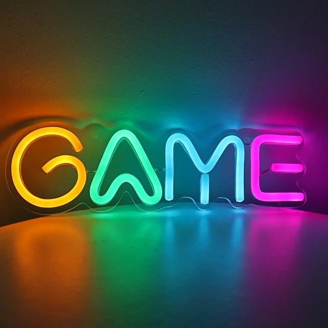 LED NEON SIGN Game USB Wall Night Light Lamp Hanging Gaming Gamer Room ...