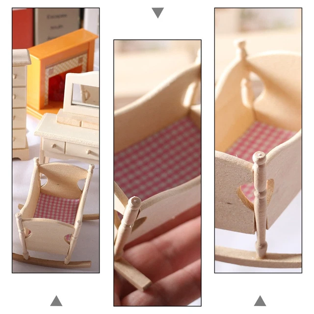 1 PC MINI House Cradle Model Mini Wooden Cradle Furniture Toy $18.13 ...