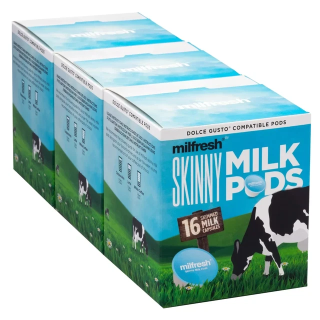 MILFRESH SKINNY MILK Dolce Gusto® Compatible* Pods 3 Boxes x 16 Pods ...