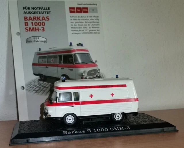 ATLAS DDR BARKAS B 1000 SMH 3 Krankenwagen 1:43 in PC Schutzhülle mit ...